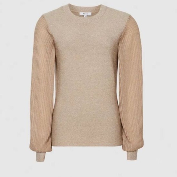 Reiss | Tops | Reiss Stella Metallic Top With Ribbed Detail Xs | Poshmark